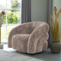 Pharao24.de Wohnzimmersessel Designsessel in Beigegrau aus Strukturstoff