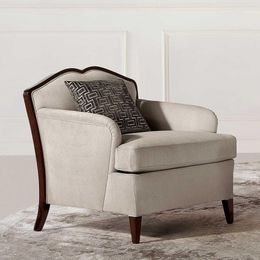 Pharao24.de Klassischer Wohnzimmersessel in Beige und Dunkelbraun 95 cm breit