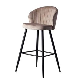 Pharao24.de Barstuhl Samt Metall in Beige & Schwarz gepolsterter Rückenlehne