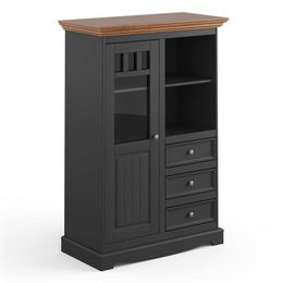 Pharao24.de Highbord massiv Holz im Landhausstil Grau und Eicheffarben