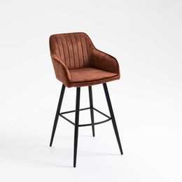 Pharao24.de Bar Stühle in Braun und Schwarz Rückenlehne (2er Set)