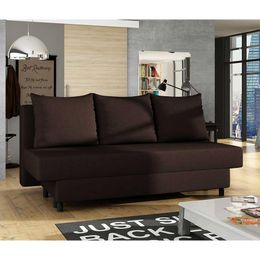 Pharao24.de Schlafsofa 3er Schlafsofa in Braun aus Webstoff