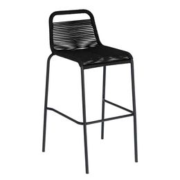 Pharao24.de Schwarze Barhocker aus Kordel Metall (4er Set)