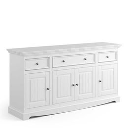 Pharao24.de XL Sideboard Landhaus weiss aus Kiefer Massivholz 167 cm breit