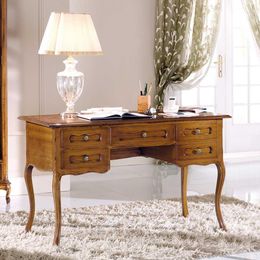 Pharao24.de Italienischer Design Schreibtisch in Nussbaumfarben 130 cm breit