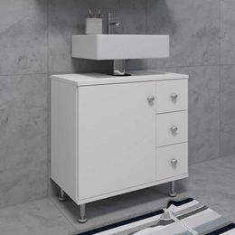 Pharao24.de Waschschrank weiss mit drei Schubladen und Tür 60 cm breit