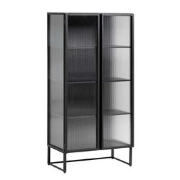Pharao24.de Metall Vitrine im Industry und Loft Stil Riffelglas Türen