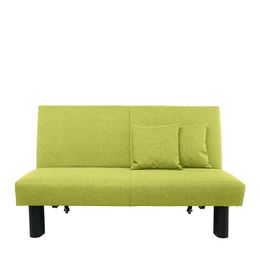 Pharao24.de Modernes Doppelschlafsofa in Gelbgrün Untergestell aus Metall