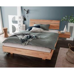 Pharao24.de Kernbuche Bett massiv geölt in modernem Design 37 cm Einstiegshöhe