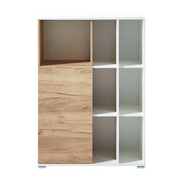 Pharao24.de Ordnerschrank in Weiß und Wildeiche Dekor 120 cm hoch