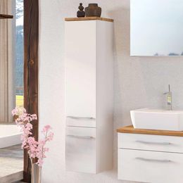 Pharao24.de Hängender Badschrank in Weiß und Wildeiche Dekor 30 cm breit