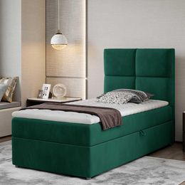 Pharao24.de Einzelbett Boxbett mit Bettkasten aus Samt