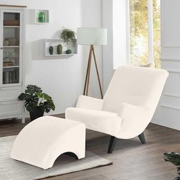 Pharao24.de Cremefarbener Polstersessel optional mit Hocker Samtvelours