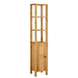 Pharao24.de Badseitenschrank mit offenem Regal Kiefer Massivholz