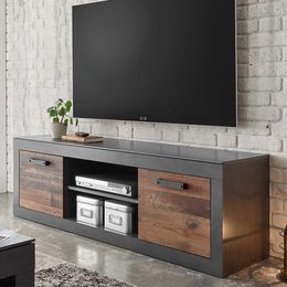 Pharao24.de Fernsehlowboard in Dunkelgrau und Altholz Optik Loft Design