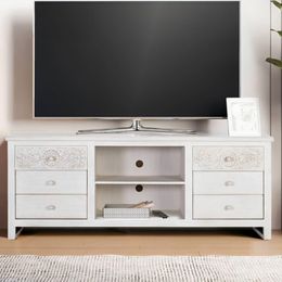 Pharao24.de TV Lowboard Fernsehboard mit Schubladen im Vintage Look