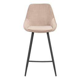 Pharao24.de Kuechenhocker mit Schalensitz Beige Samt (2er Set)