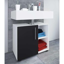 Pharao24.de Unterbeckenschrank modern in Weiß und Schwarz Drehtüren