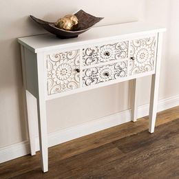 Pharao24.de Tischkonsole Shabby Chic mit zwei Schubladen 80 cm hoch