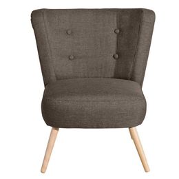 Pharao24.de Lounge Sessel Retro in Beigegrau Vierfußgestell aus Holz