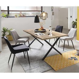 Pharao24.de Essplatzgruppe in Wildeichefarben und Grau Loft Design (fünfteilig)