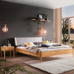 Pharao24.de Bett Wildbuche geölt 140x200 in modernem Design 38 cm Einstiegshöhe