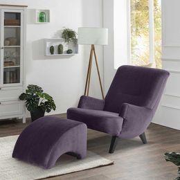 Pharao24.de Einzelsessel modernes Design aus Samtvelours Dunkellila