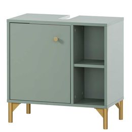 Pharao24.de Badezimmer Unterschrank in Graugrün und Goldfarben Made in Germany
