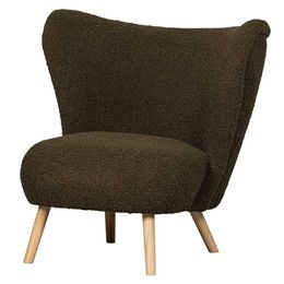 Pharao24.de Retro Stil Einzelsessel - Webplüsch dunkelgrün 44 cm Sitzhöhe