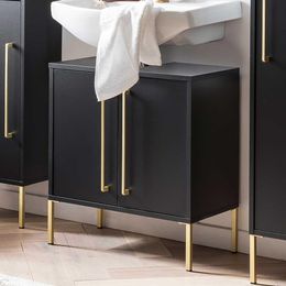 Pharao24.de Waschbeckenunterschrank in Schwarz Goldfarben
