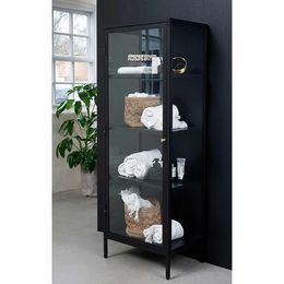 Pharao24.de Esszimmer Vitrine aus Metall in Schwarz 1 türig