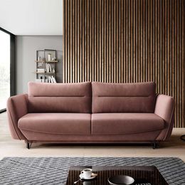 Pharao24.de Schlafsofa Couch in Rosenholzfarben mit Bettkasten