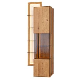 Pharao24.de Schrank Vitrine hängend aus Wildeiche Massivholz mit Regal
