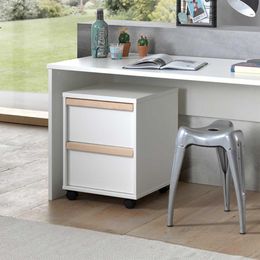 Pharao24.de Rollcontainer in Weiß und Buche 60 cm hoch