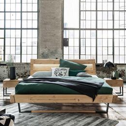 Pharao24.de Factory Massivholz Bett aus Kiefer und Metall Bügelgestell