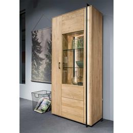 Pharao24.de XL Wohnzimmervitrine in Asteichefarben Massivholz und Glas