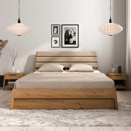 Pharao24.de Holzbett in Wildeichefarben Beige