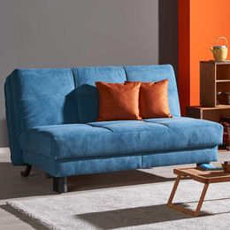 Pharao24.de Klappcouch in Petrol Kissen in Orange