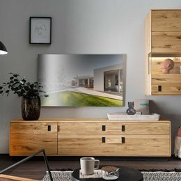 Pharao24.de TV Lowboard aus Wildeiche und Eiche Massivholz zwei Schubladen