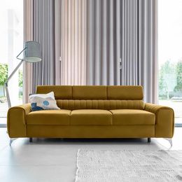 Pharao24.de Sofa Couch in Senfgelb aus Velours