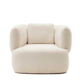 Pharao24.de Einzelsessel Skandi Offwhite aus Boucle Stoff 45 cm Sitzhöhe