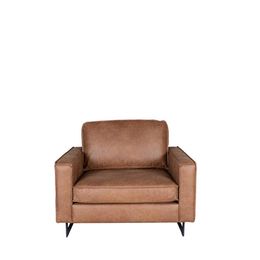 Pharao24.de Lounge Sessel in Cognac Braun Microfaser Armlehnen