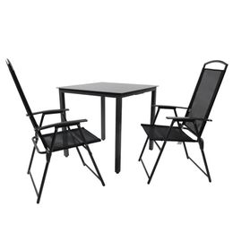 Pharao24.de Gartenmöbelset Balkonmöbel Set aus Metall klappbar (dreiteilig)