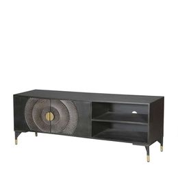 Pharao24.de Fernsehlowboard schwarz in modernem Design Mangobaum Massivholz & Metall