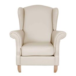 Pharao24.de Komfortsessel in Beige und Buche Kunstleder und Holz