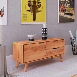 Pharao24.de Niedrige Kommode aus Kernbuche Massivholz 90 cm breit