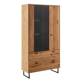 Pharao24.de Wohnzimmer Schrank mit Glas in Wildeichefarben Anthrazit