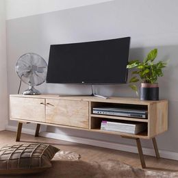 Pharao24.de TV Lowboard aus Mangobaum Massivholz und Eisen 145 cm breit