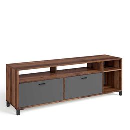 Pharao24.de Industry TV Board in Holz Antik und Anthrazit zwei Klappen