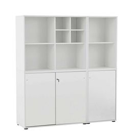 Pharao24.de Aktenschrank Büro weiss mit Dreh- und Schiebetüren Made in Germany